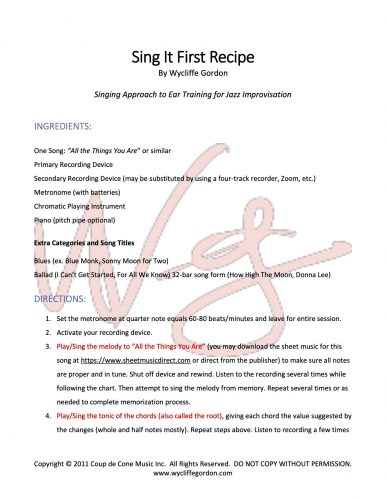 Sing It First Recipe – Wycliffe Gordon